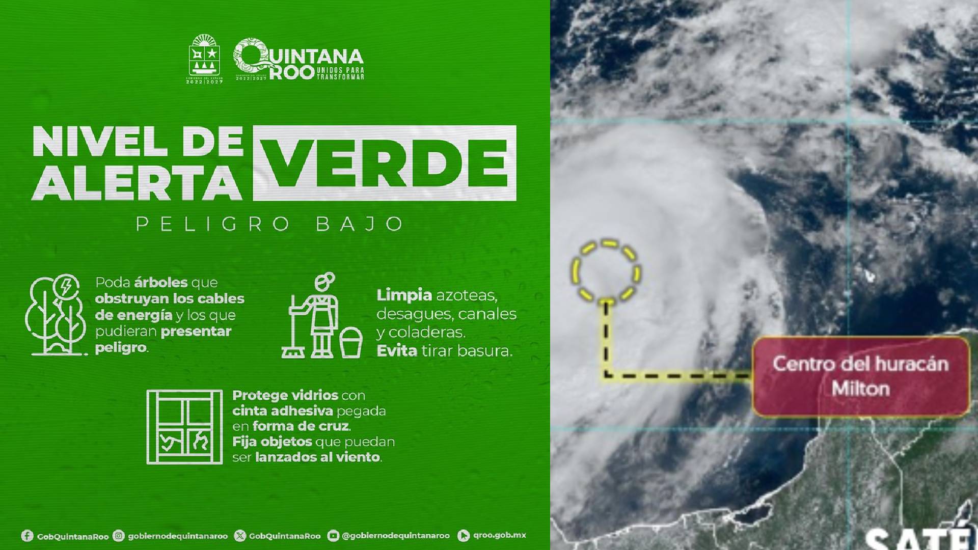Huracán Milton en Quintana Roo: ¿Qué municipios están en alerta verde?
