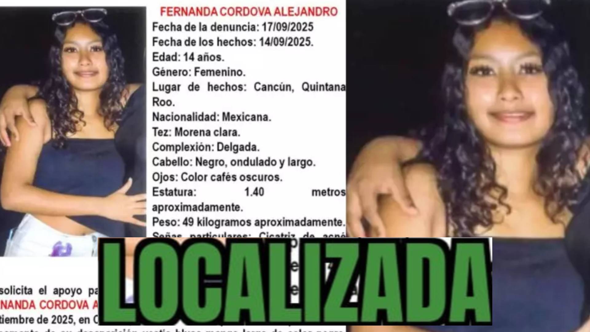 ACTUALIZACIÓN: Localizan con vida a Fernanda Córdova Alejandro, adolescente de 14 años ...