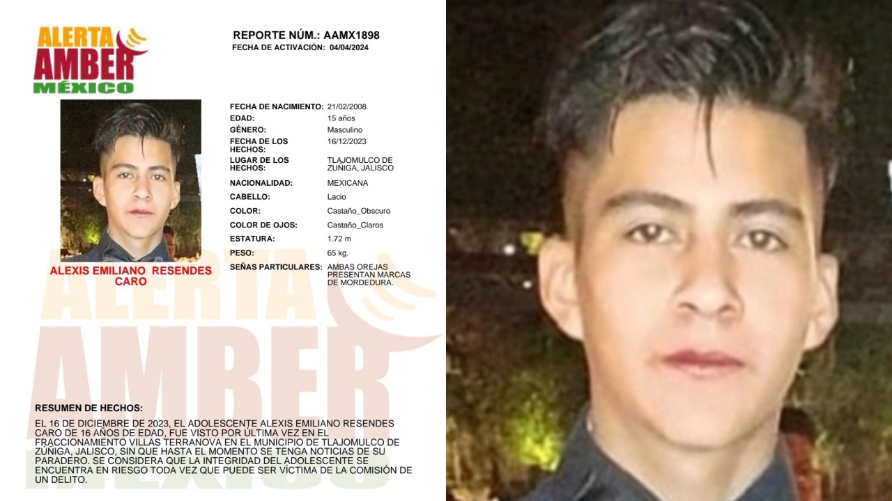 Piden ayuda para buscar a Alexis Resendes en Jalisco, activan ALERTA AMBER