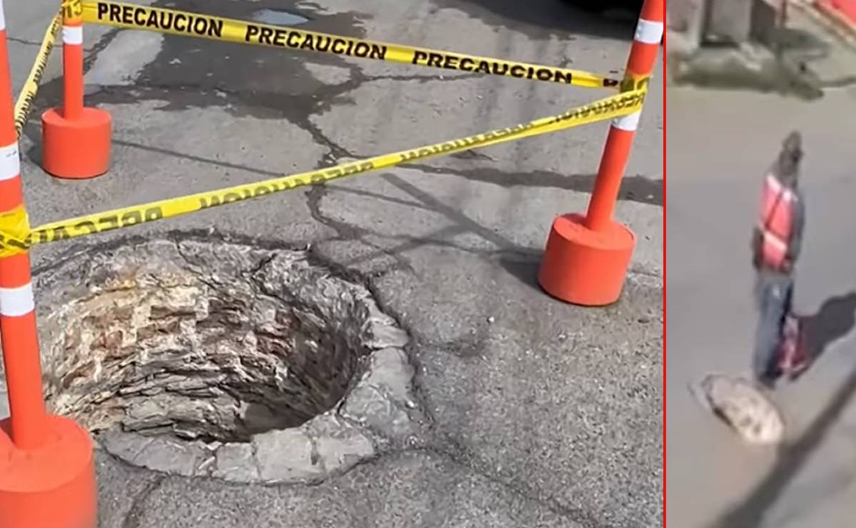 VIDEO: Trabajador de cable cae a coladera abierta en la calle