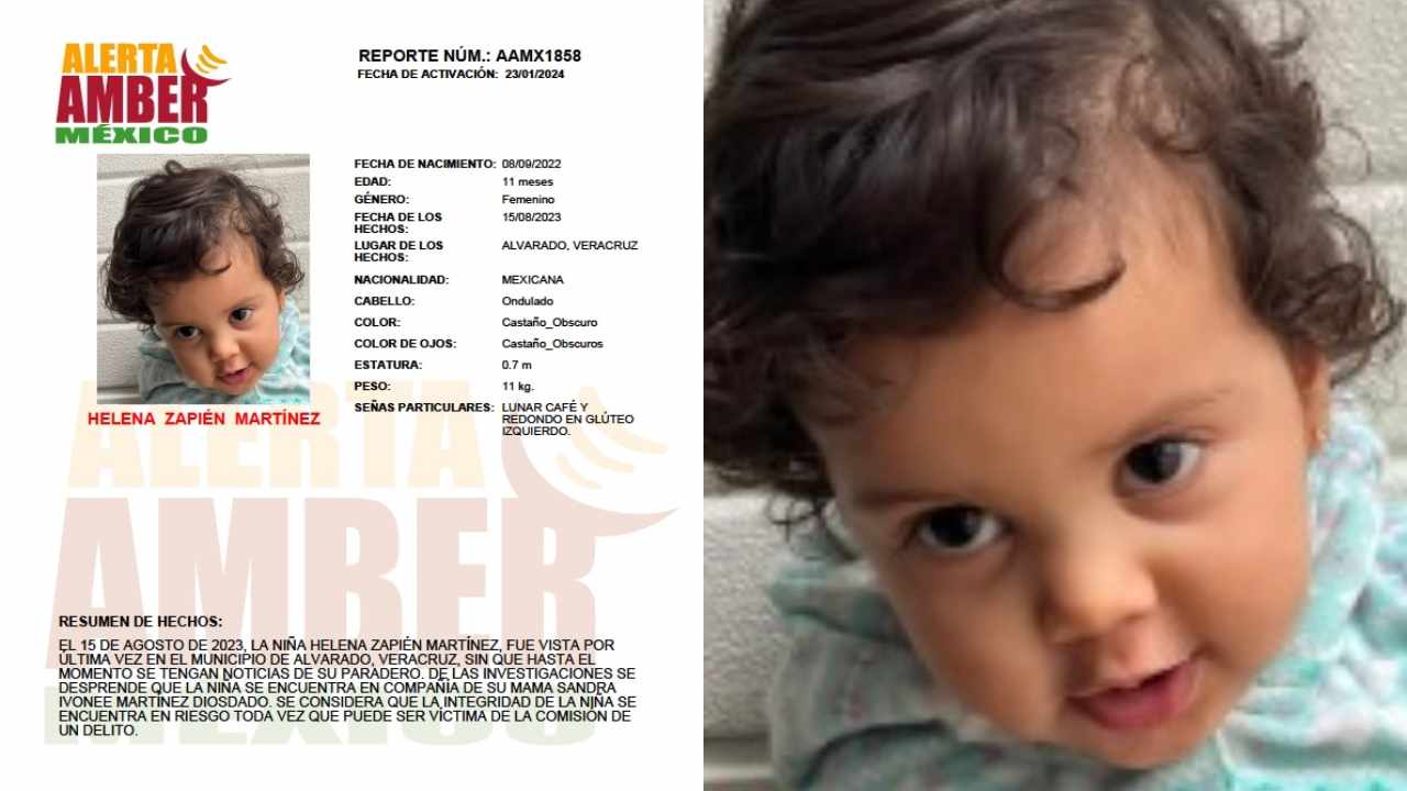 ALERTA AMBER: Helena tiene 11 meses y fue vista por última vez en Veracruz