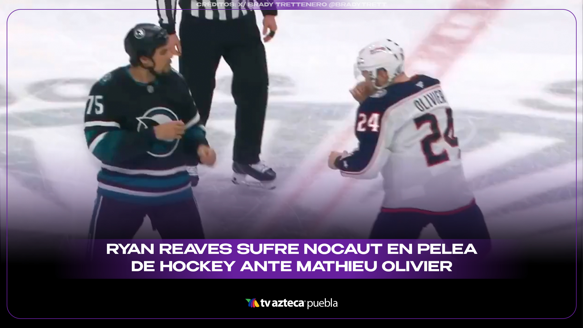 Ryan Reaves noqueado por Mathieu Olivier en pelea de hockey NHL