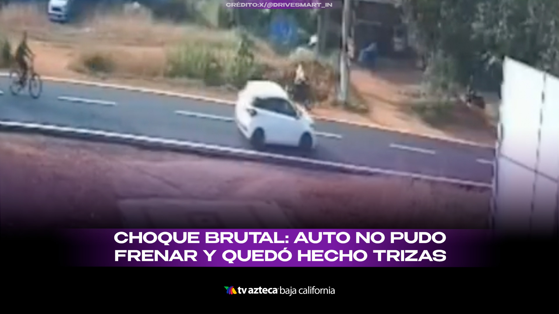 Choque brutal: Auto no pudo frenar y quedó hecho trizas