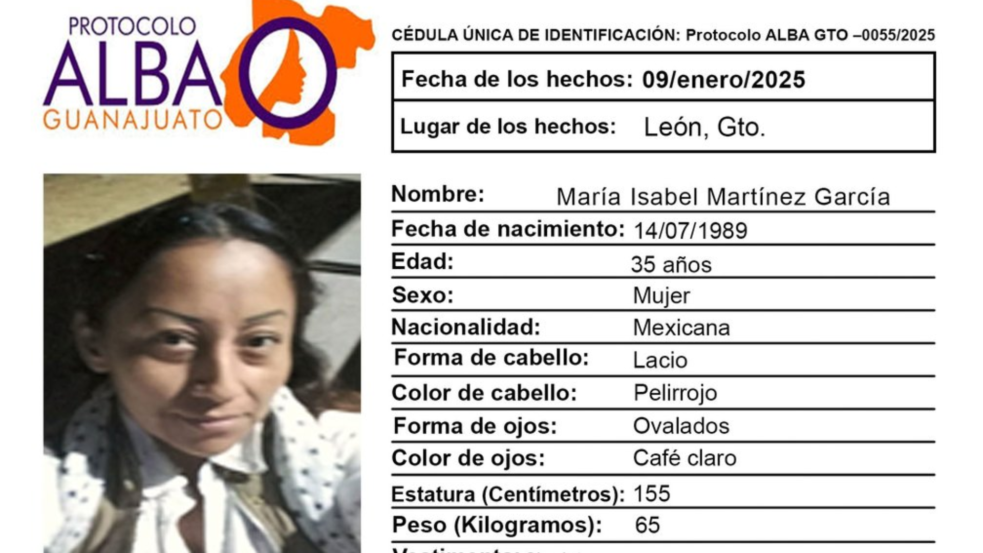 Desaparece María Isabel Martínez García, de 35 años en Celaya, activan ...