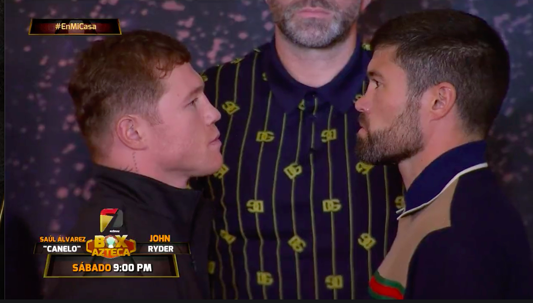 El cara a cara de Canelo Álvarez y John Ryder en Conferencia de Prensa