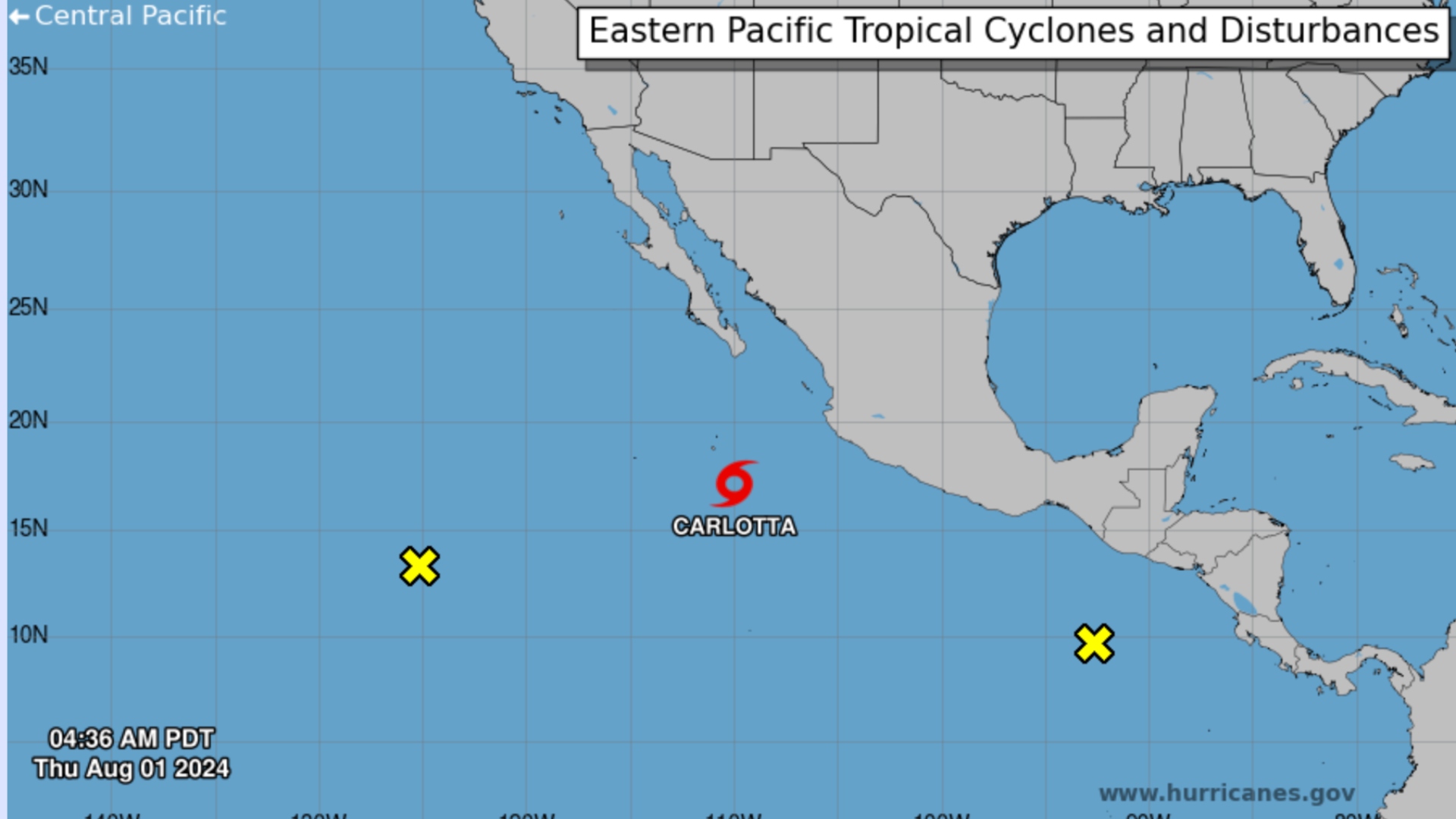Tormenta tropical Carlotta: ¿dónde está y hacia dónde se dirige?