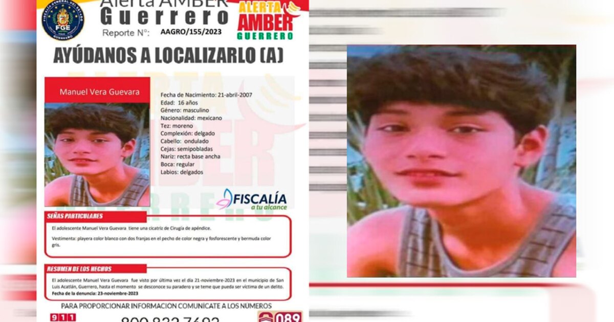 Buscan a Manuel Vera Guevara a más de un año de su desaparición; activan Alerta Amber