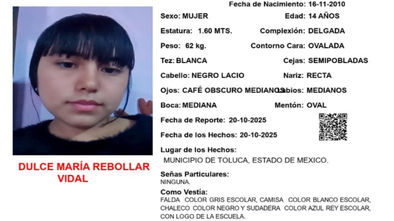 Alerta Amber Edomex HOY: Emiten ficha de búsqueda urgente tras la ...