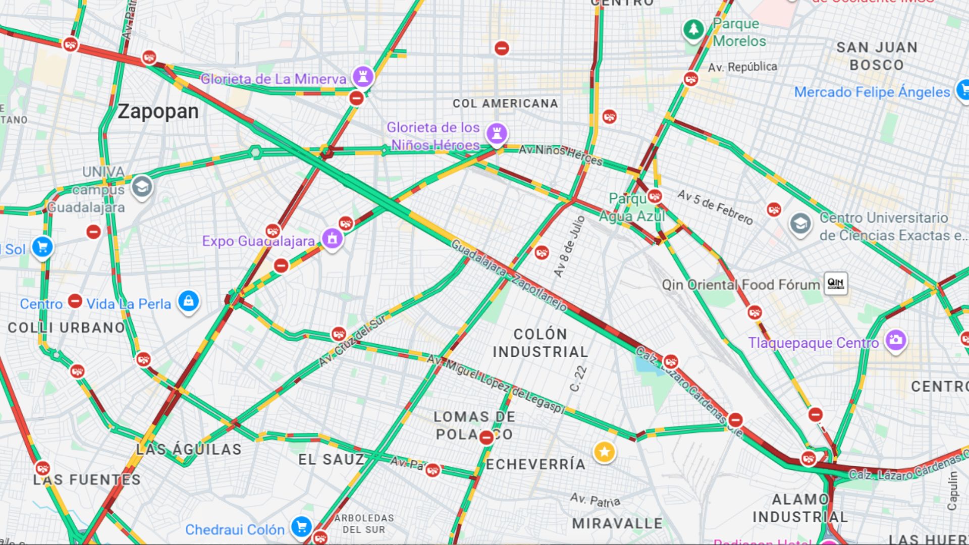 Estas son las calles del Área Metropolitana de Guadalajara con tráfico ...