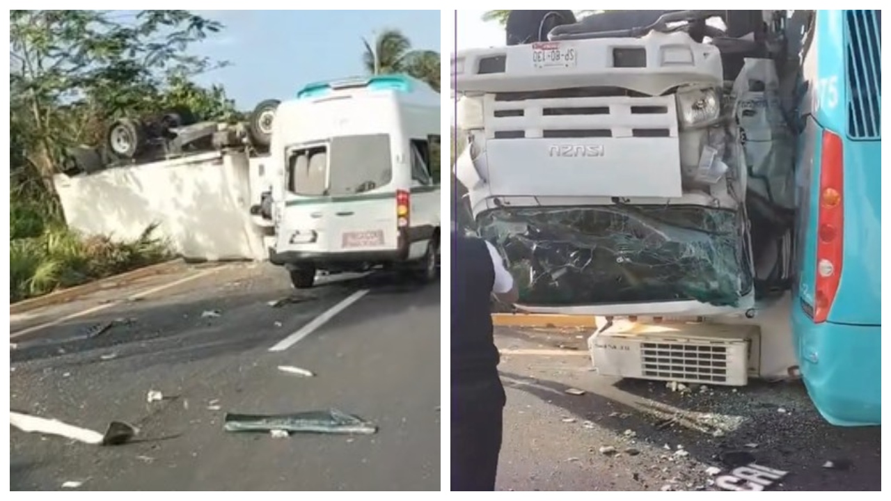 Accidente hoy en Playa del Carmen: Choque múltiple entre camión, van y ...