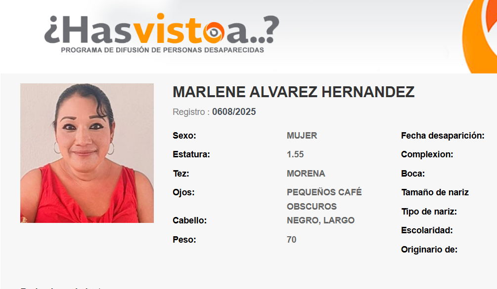 Marlene Álvarez Hernández desapareció en Tuxtla Gutiérrez el 21 de julio de 2025