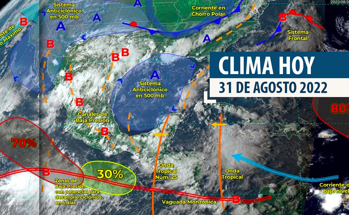 Clima en México el 31 de agosto: lluvias en 32 estados