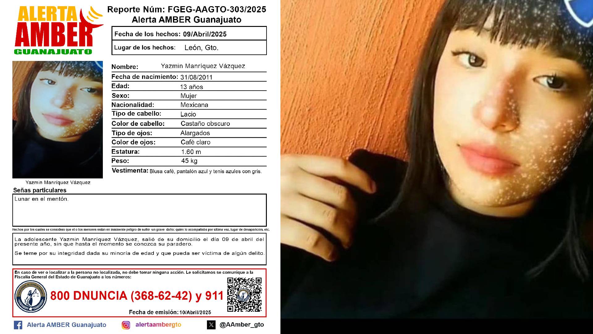 Yazmin Manríquez Vázquez desaparecida en León, 9 abril 2025: tiene solo ...