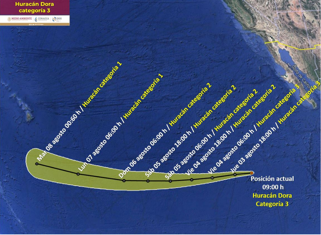 Huracán Dora ¿hacia dónde se dirige?